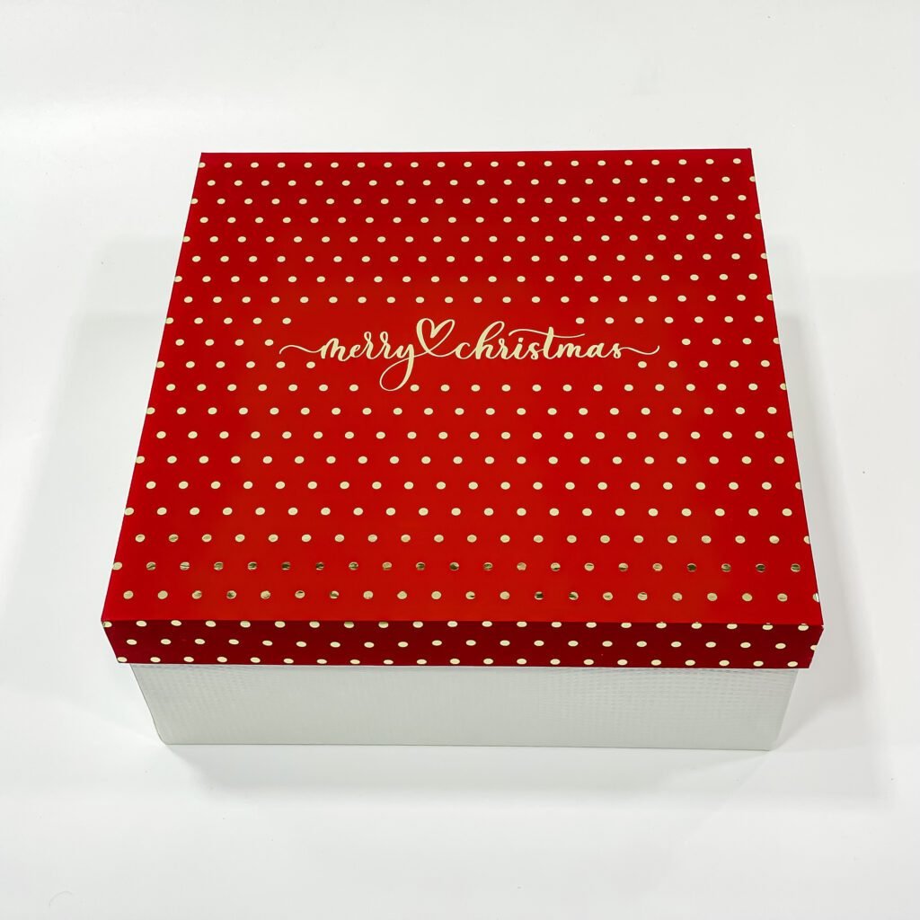 Empty Christmas Gift Box Gold Foil Printed - Angroos
