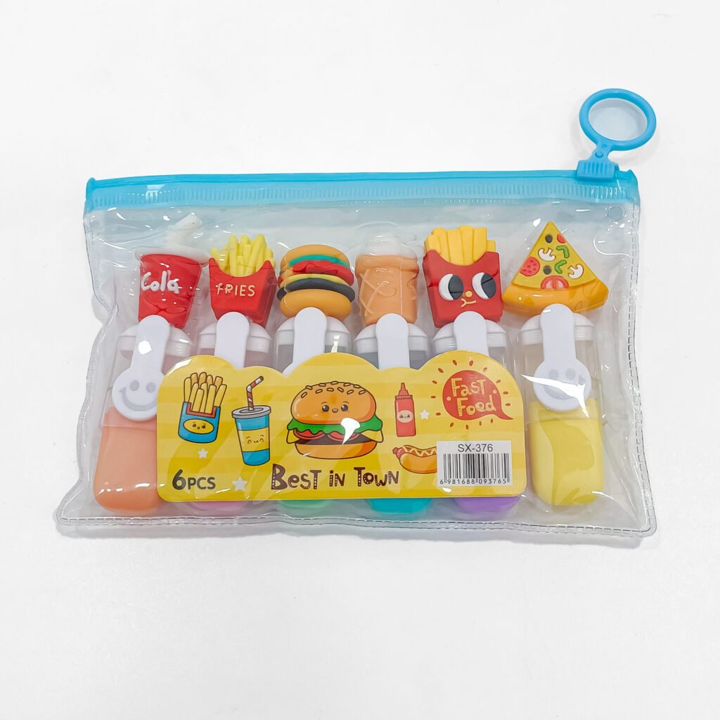 Fun Junk Food Highlighter Set For Kids – 6 Pcs Colorful