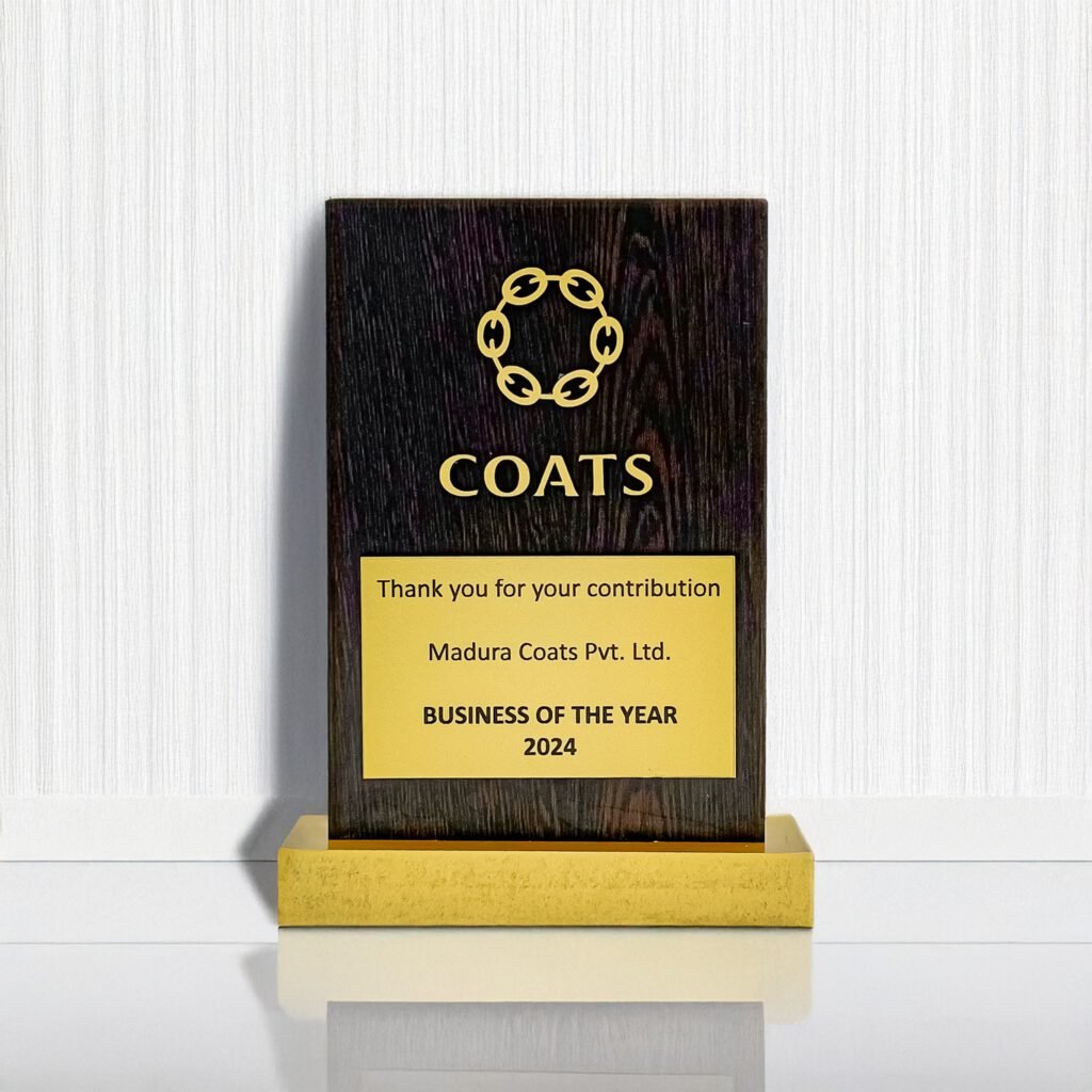 Golden Base Memento – Custom Black Wooden Award